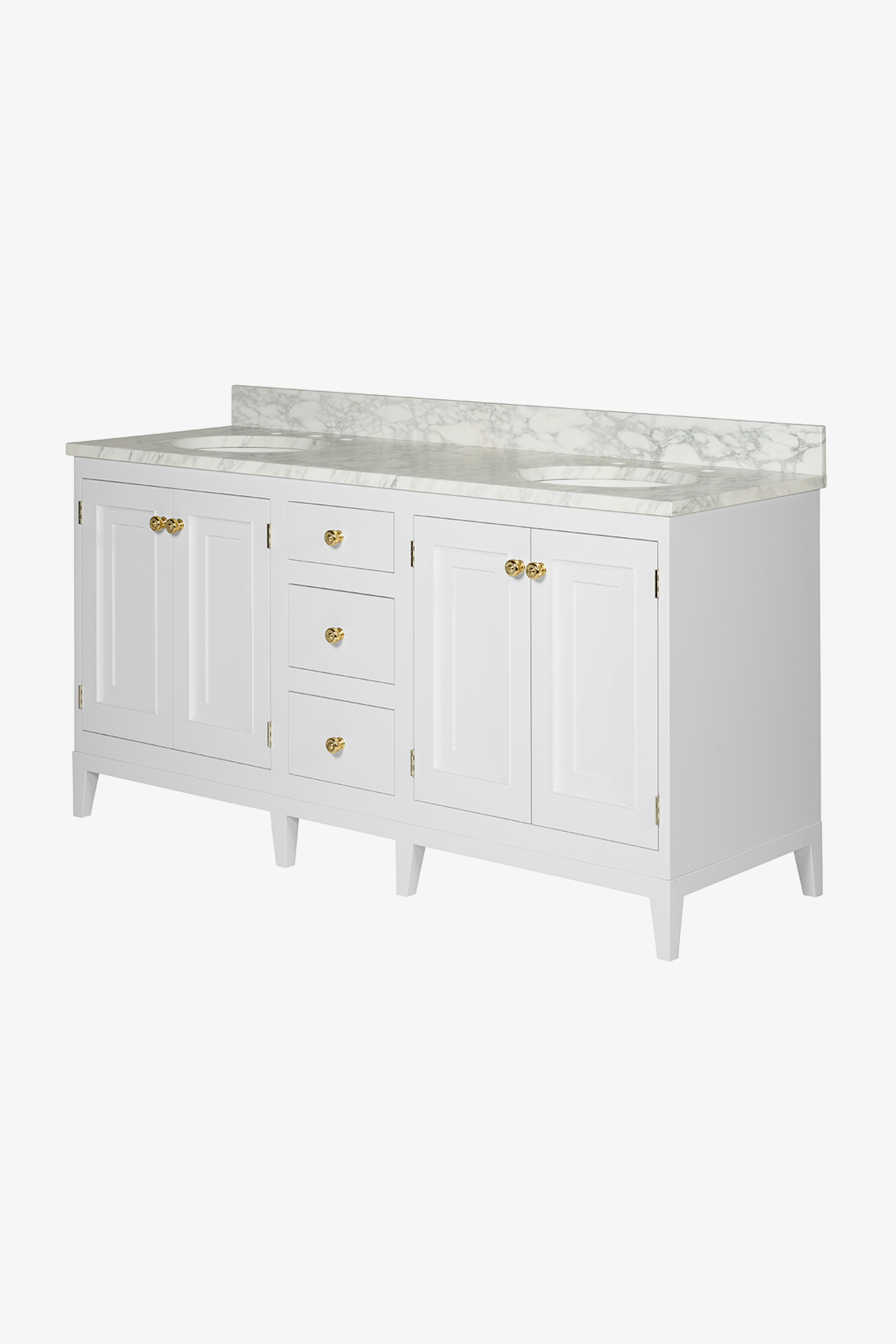 Bridle Double Vanity with Square Legs and Hardware with SALV26 Sinks ...
