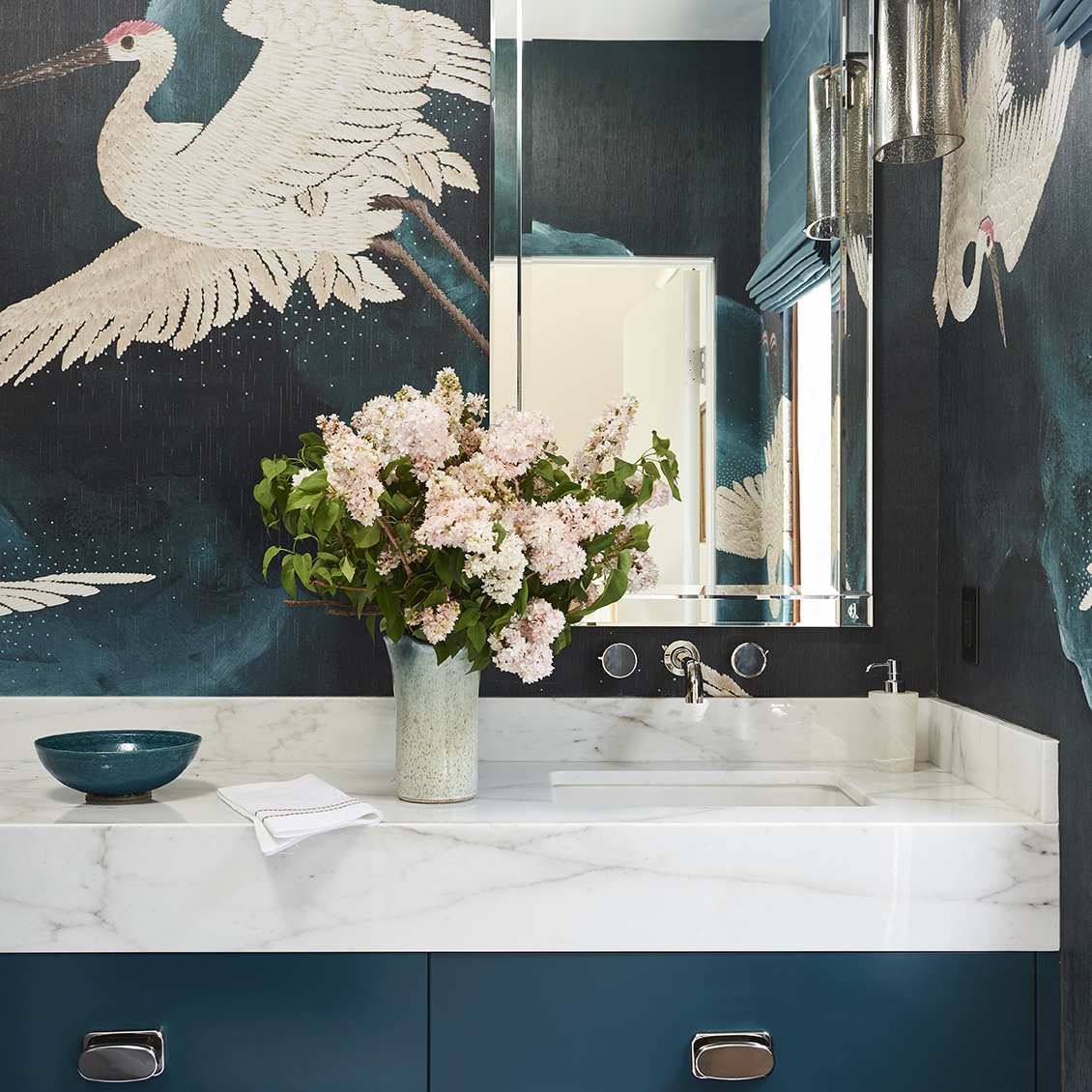 Bond Union Series Wall Mounted Lavatory Faucet with Enamel Guilloche ...